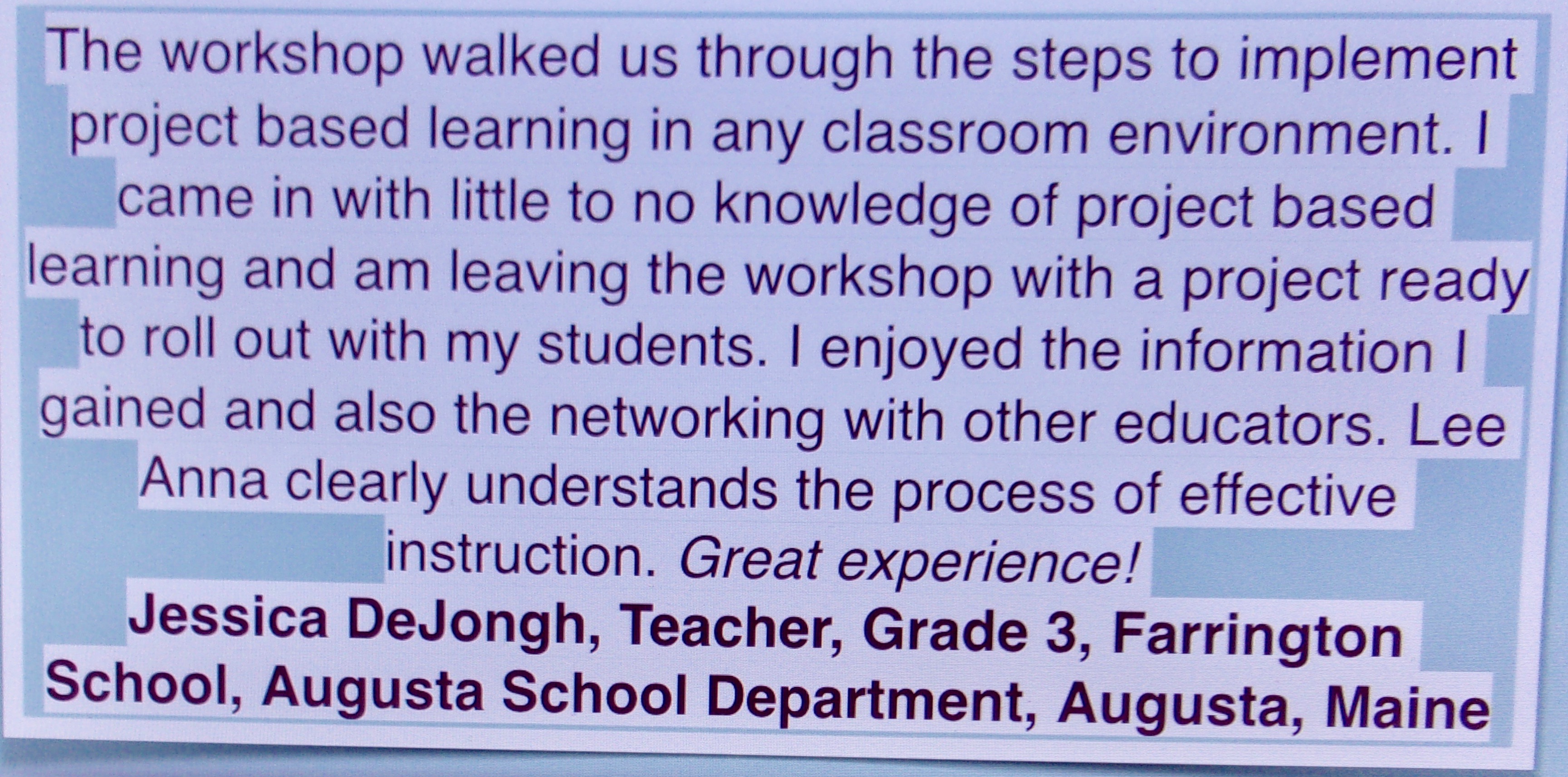 Early Childhood Participants’ Comments – For Deeper Learning
